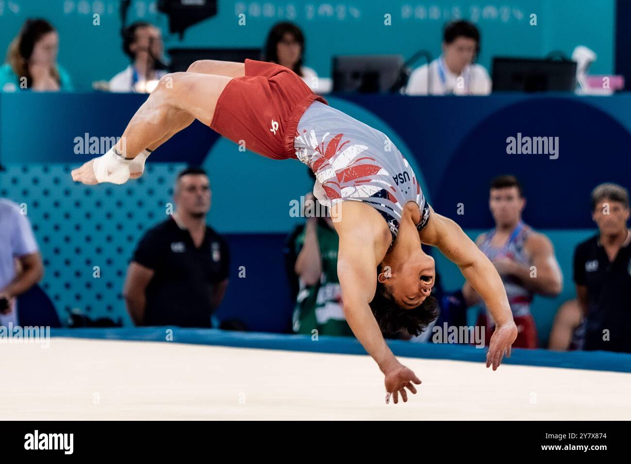 Asher Hong (USA) competing on the Floor exercise during the Artistic ...