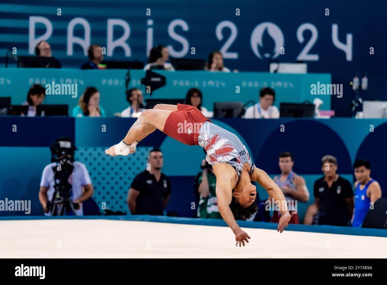 Asher Hong (USA) competing on the Floor exercise during the Artistic ...