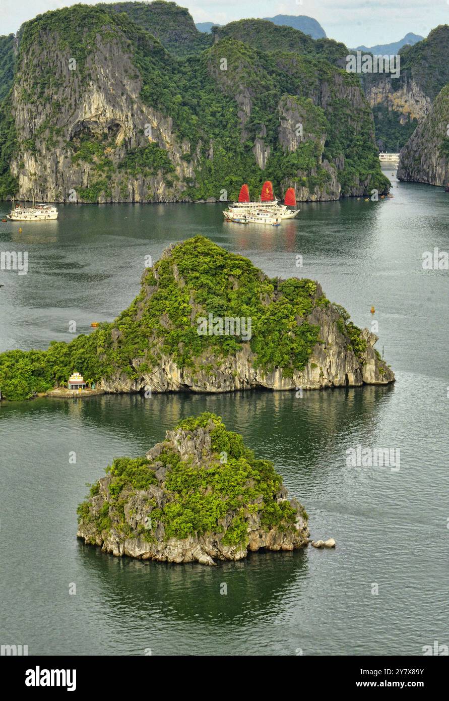 traditional junks sailing in Halong Bay, Vietnam Stock Photo - Alamy