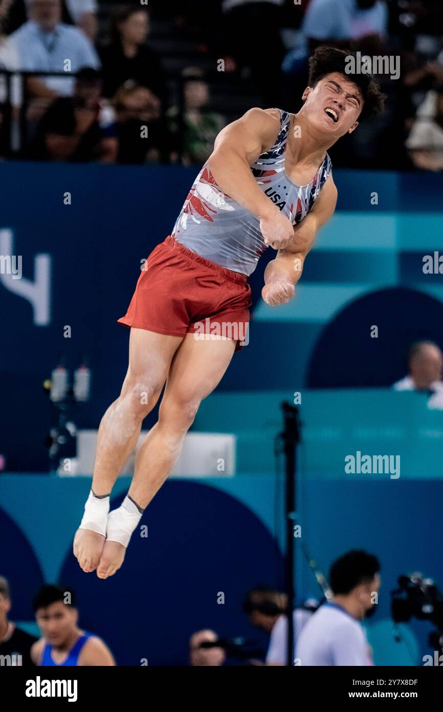 Asher Hong (USA) competing on the Floor exercise during the Artistic ...