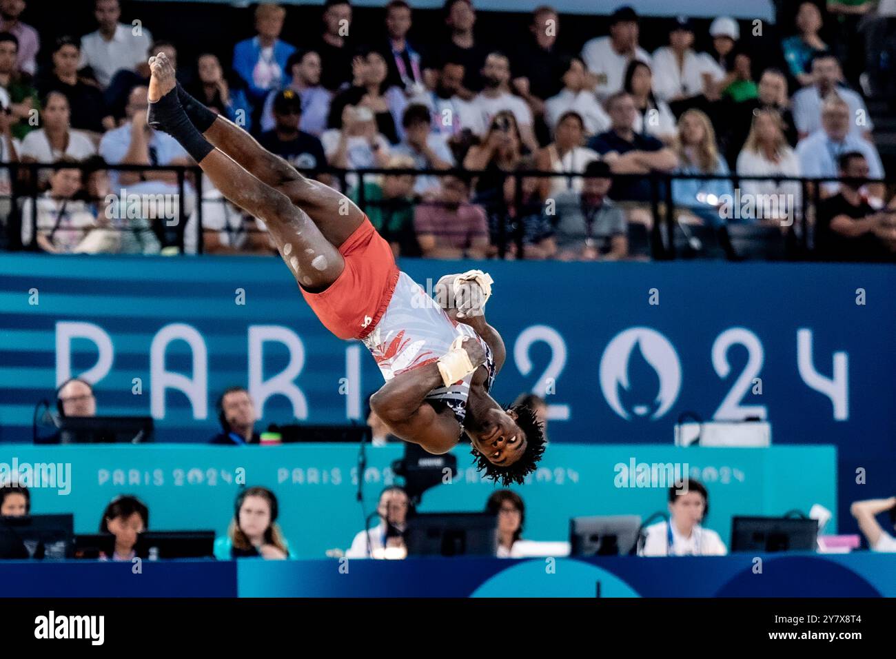 Fred Richard (USA) competing on the Floor exercise during the Artistic ...