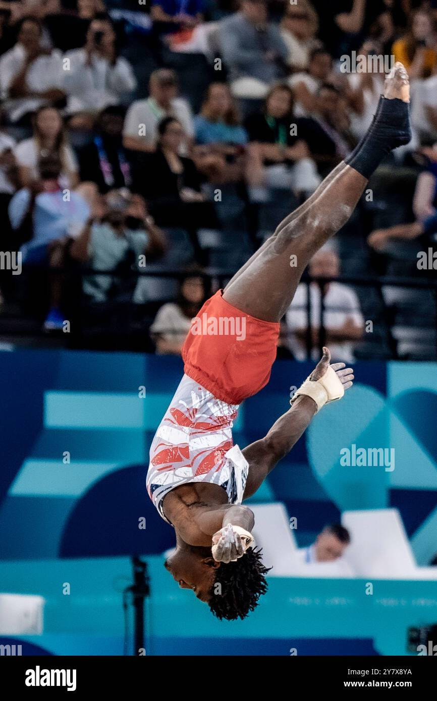 Fred Richard (USA) competing on the Floor exercise during the Artistic ...