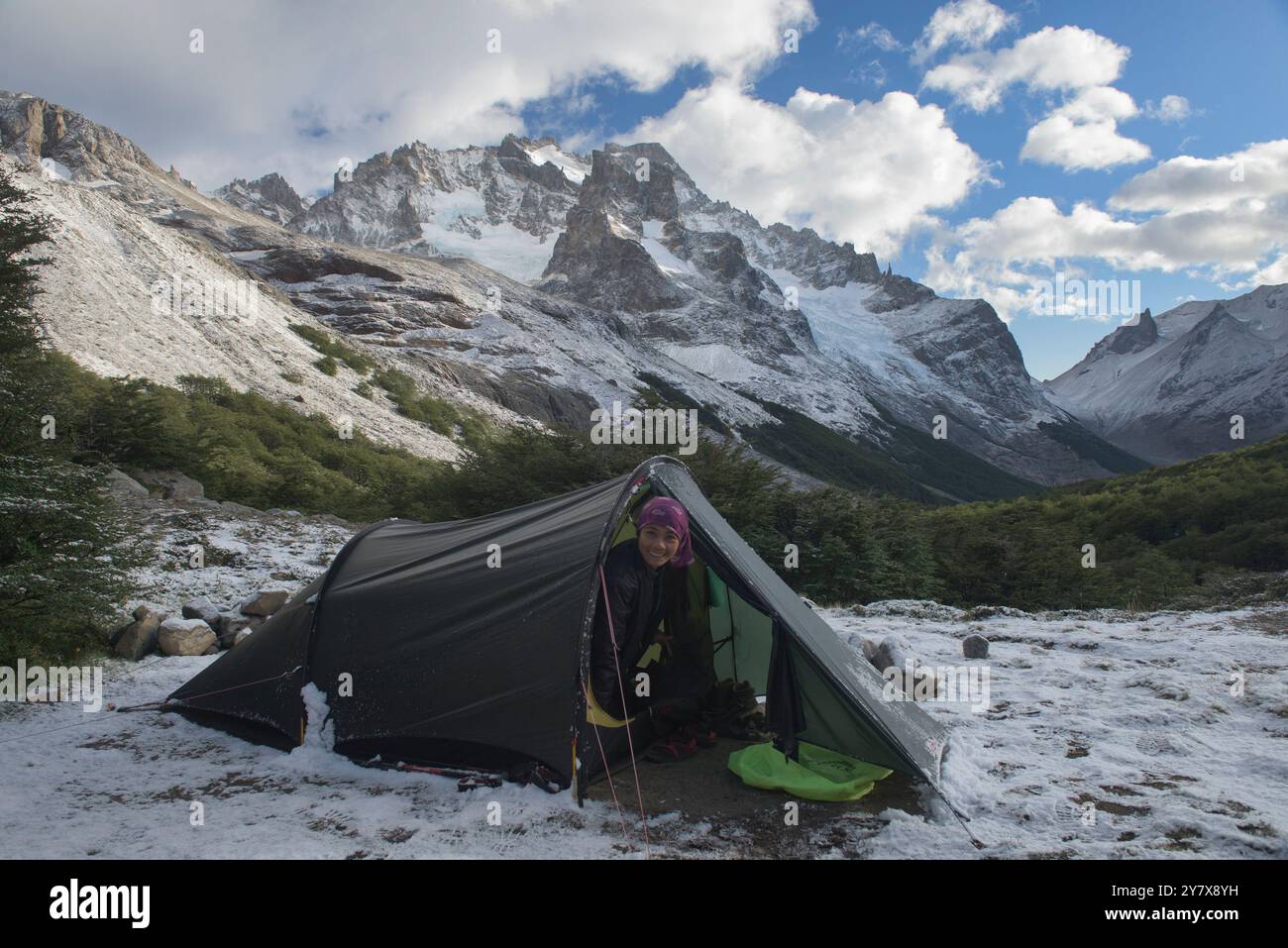 Alpine camp in the Cerro Castillo Reserve,Aysen,Patagonia,Chile Stock ...