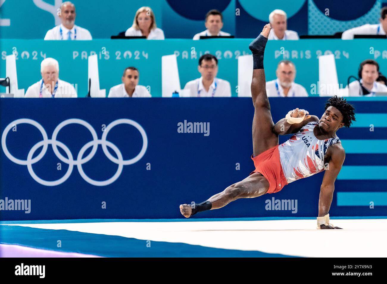 Fred Richard (USA) competing on the Floor exercise during the Artistic ...