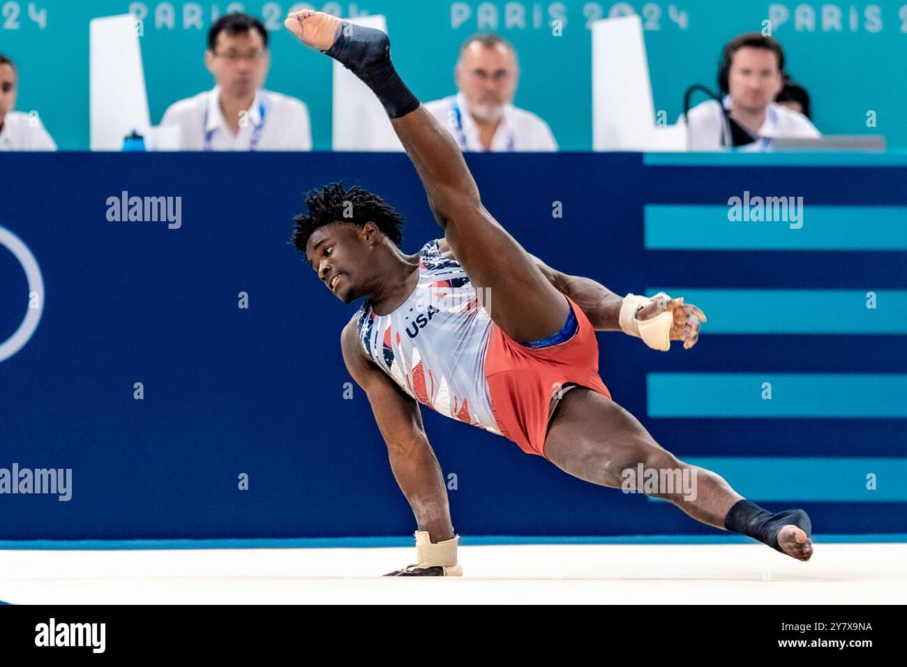 Fred Richard (USA) competing on the Floor exercise during the Artistic ...