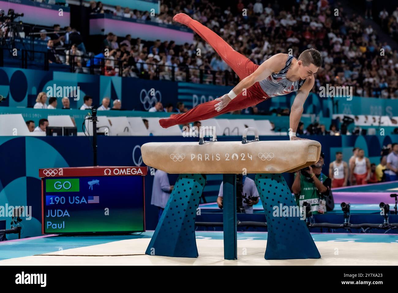 Paul Juda (USA) competing on the Pommel horse during the Artistic ...