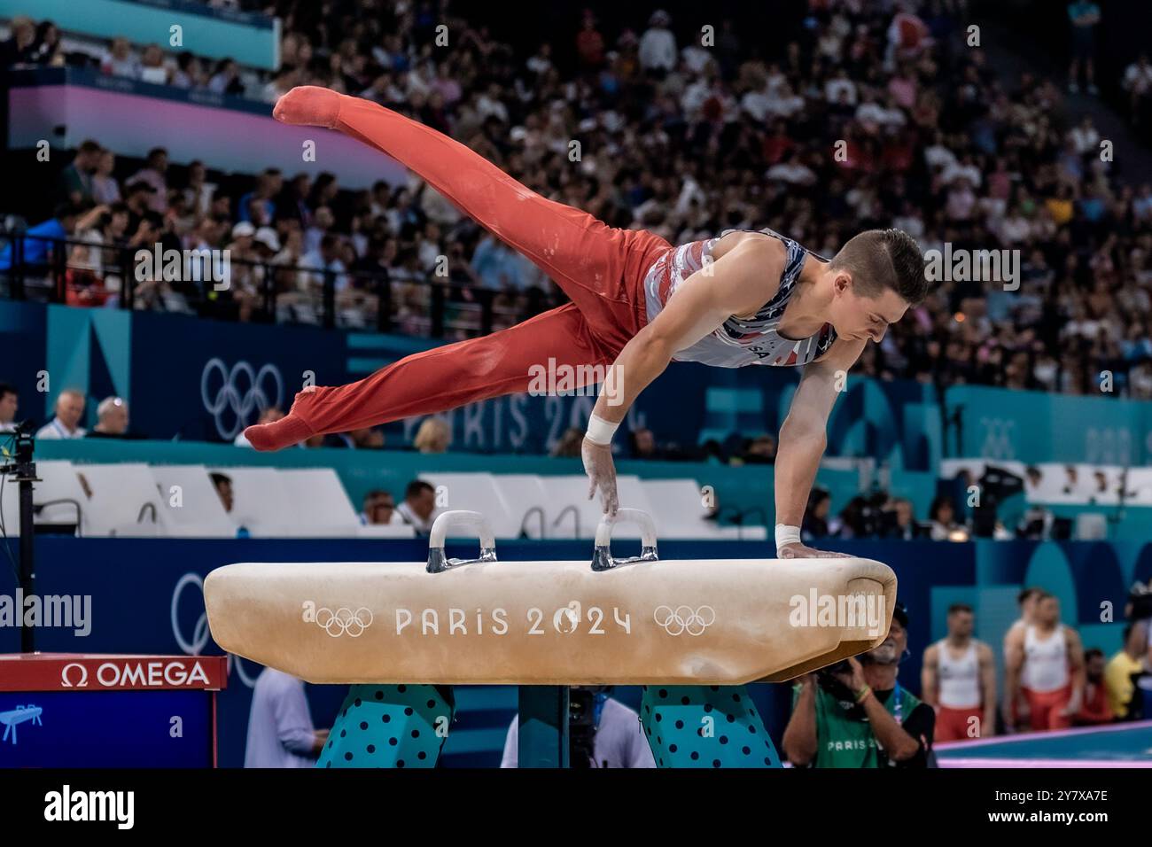 Paul Juda (USA) competing on the Pommel horse during the Artistic ...
