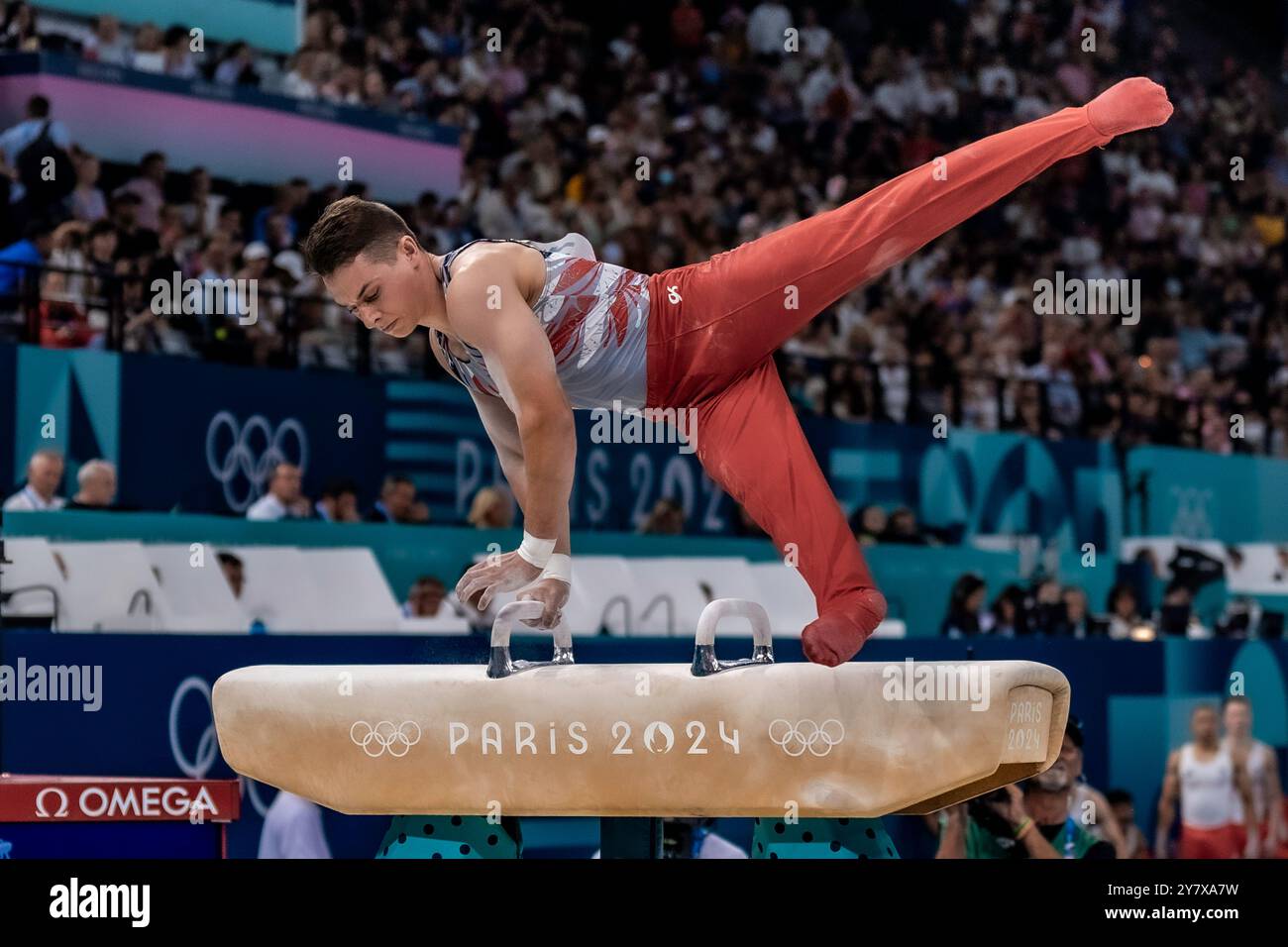 Paul Juda (USA) competing on the Pommel horse during the Artistic ...