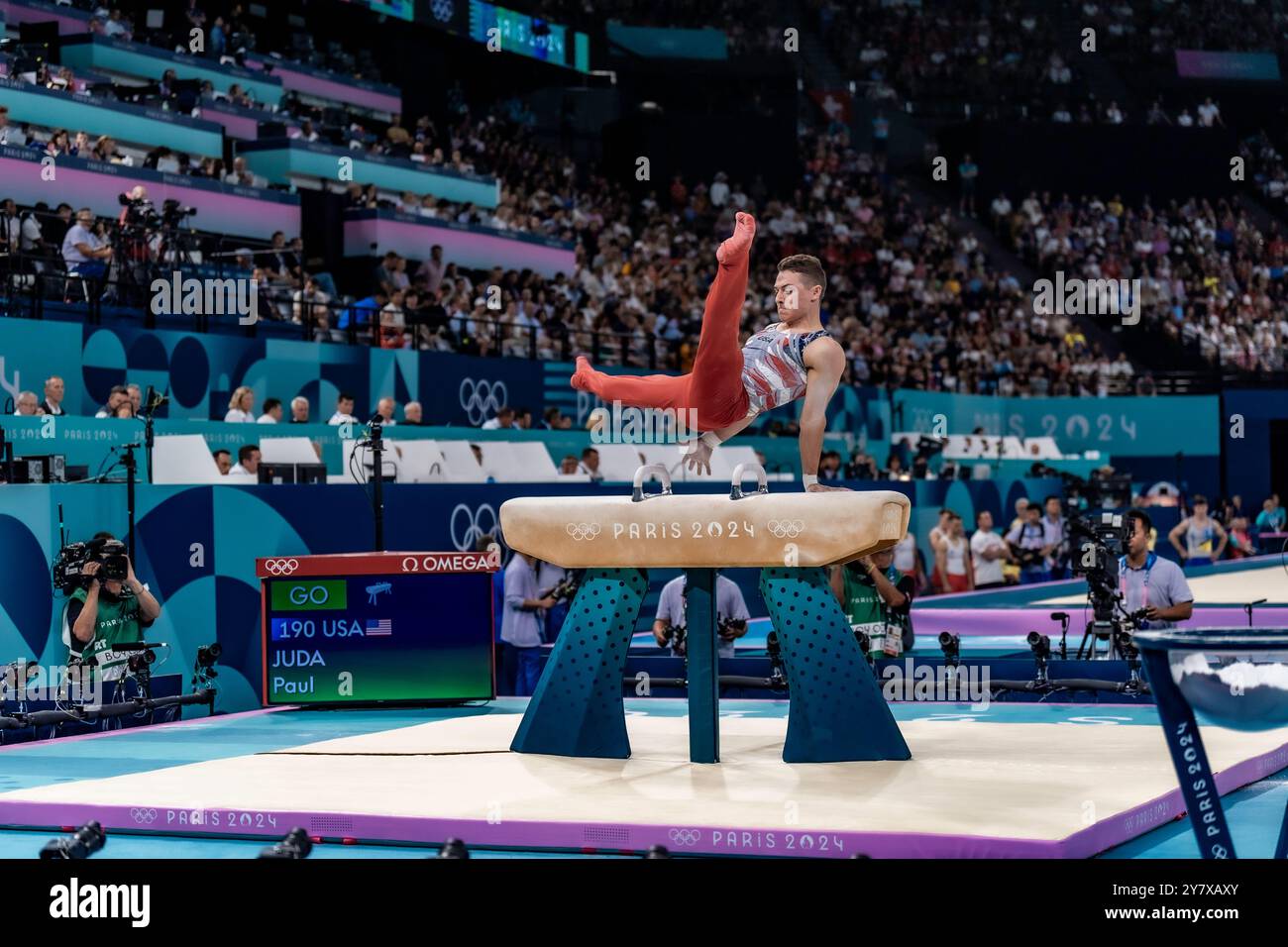 Paul Juda (USA) competing on the Pommel horse during the Artistic ...