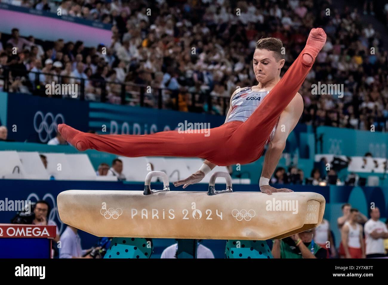 Paul Juda (USA) competing on the Pommel horse during the Artistic ...