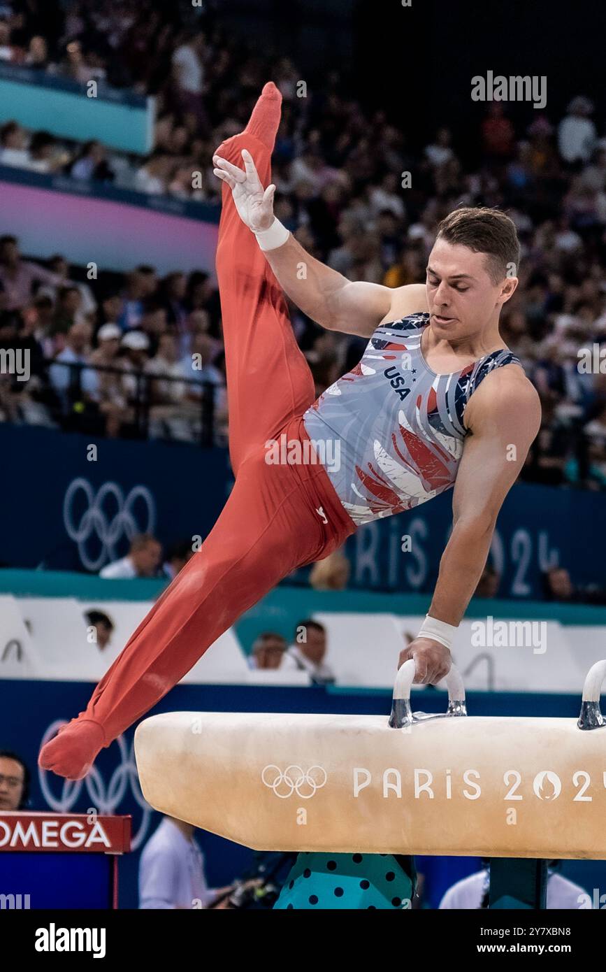 Paul Juda (USA) competing on the Pommel horse during the Artistic ...