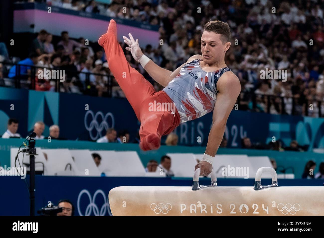 Paul Juda (USA) competing on the Pommel horse during the Artistic ...