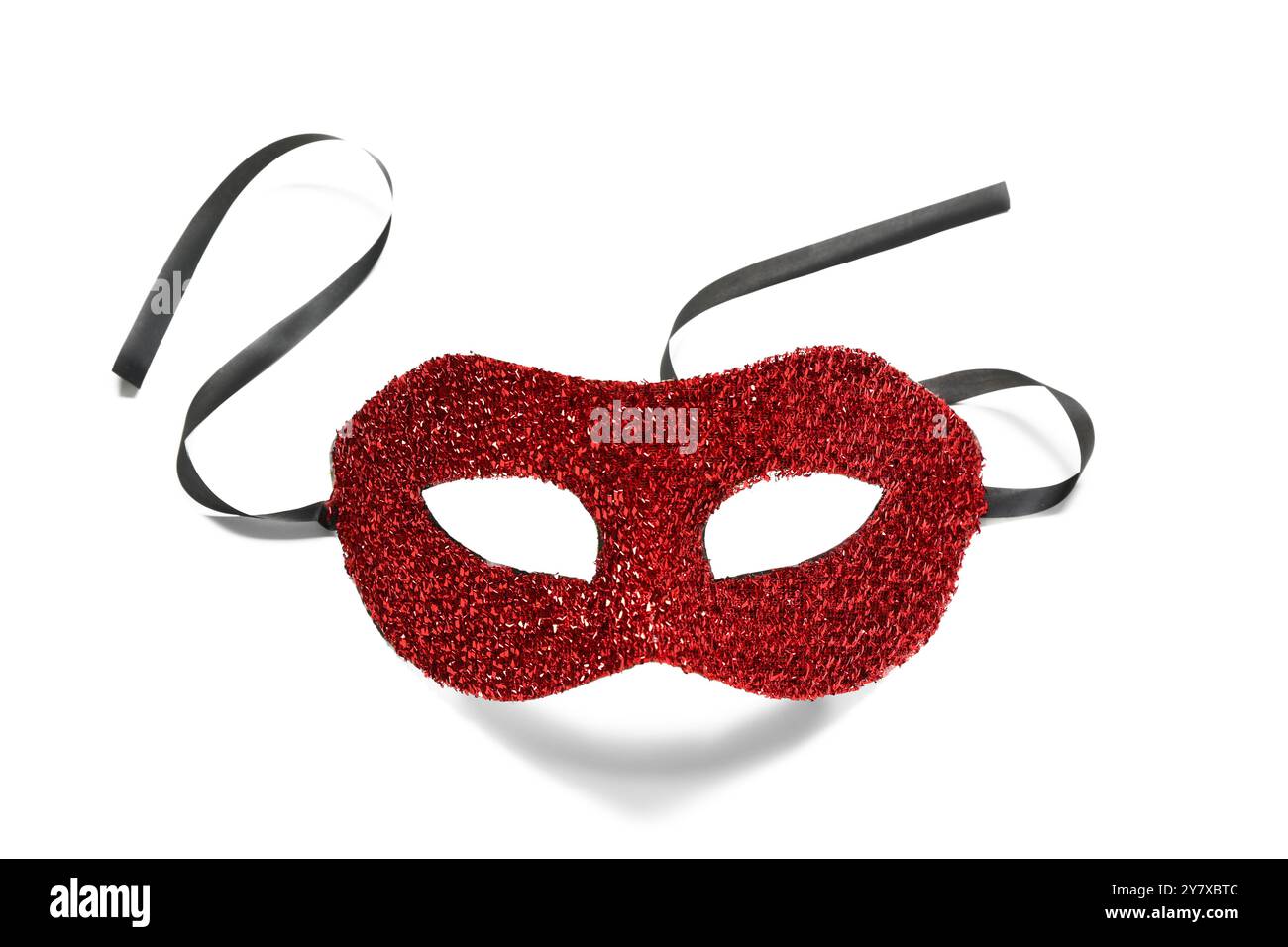 Red carnival mask on white background Stock Photo - Alamy
