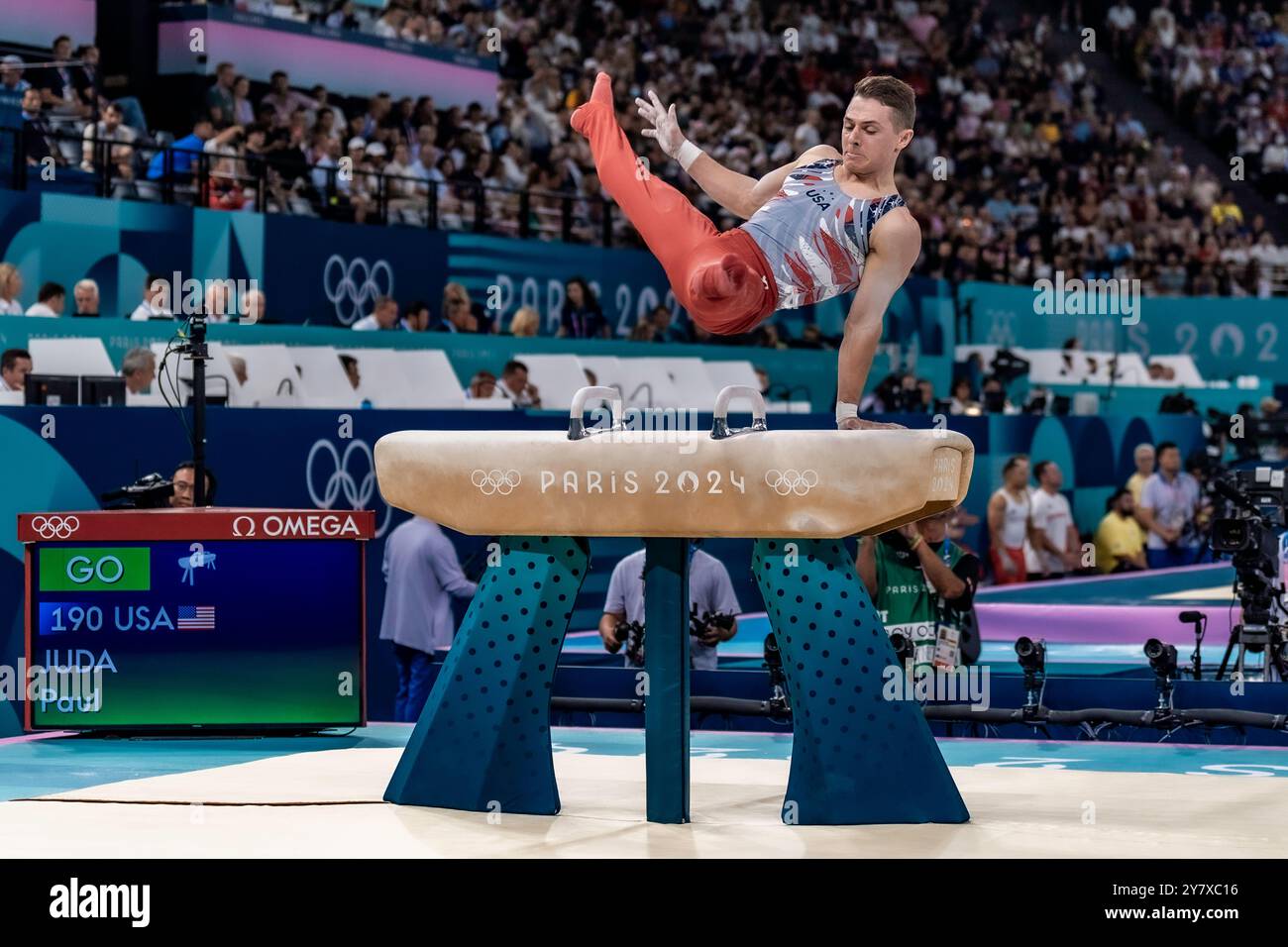 Paul Juda (USA) competing on the Pommel horse during the Artistic ...