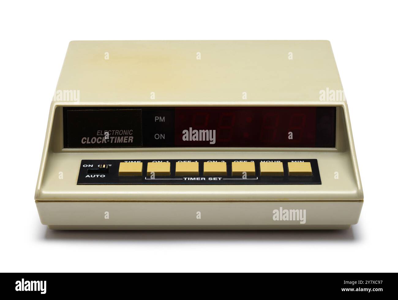 Old Electronic Clock Timer Front Cut Out on White Stock Photo - Alamy
