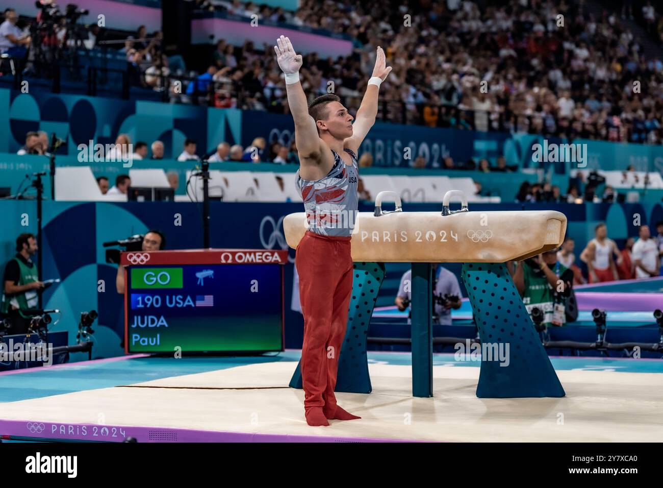 Paul Juda (USA) competing on the Pommel horse during the Artistic ...