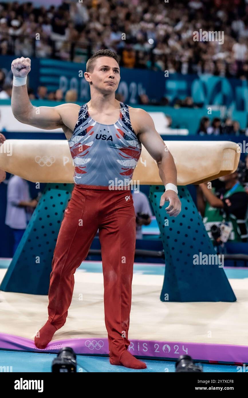 Paul Juda (USA) competing on the Pommel horse during the Artistic ...