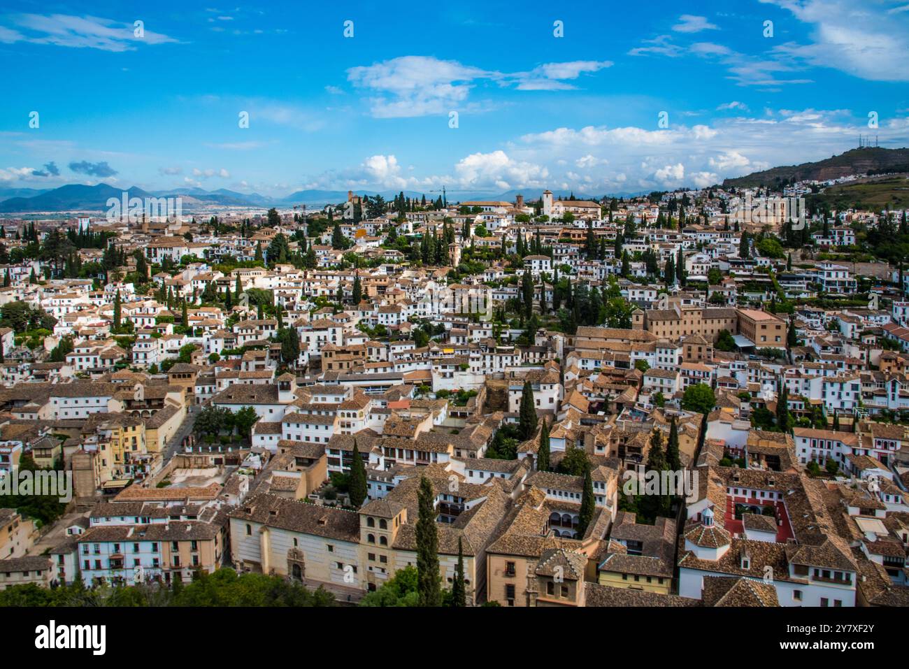 Granada, Albaicin, view from the Alhambra. with the famous viewpoint ...