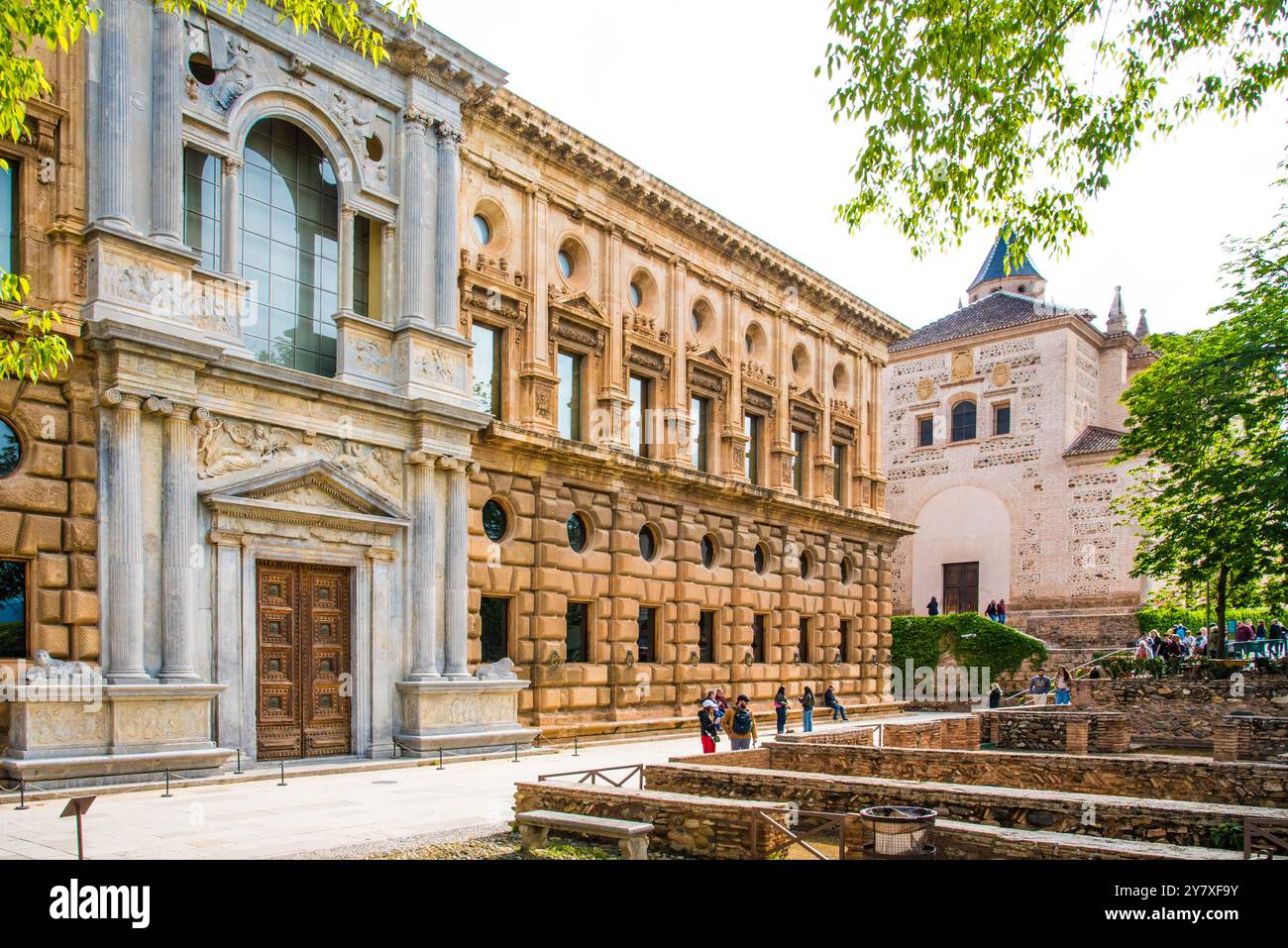 Alhambra Granada, side view of the Nasrid Palaces, Granada Province ...