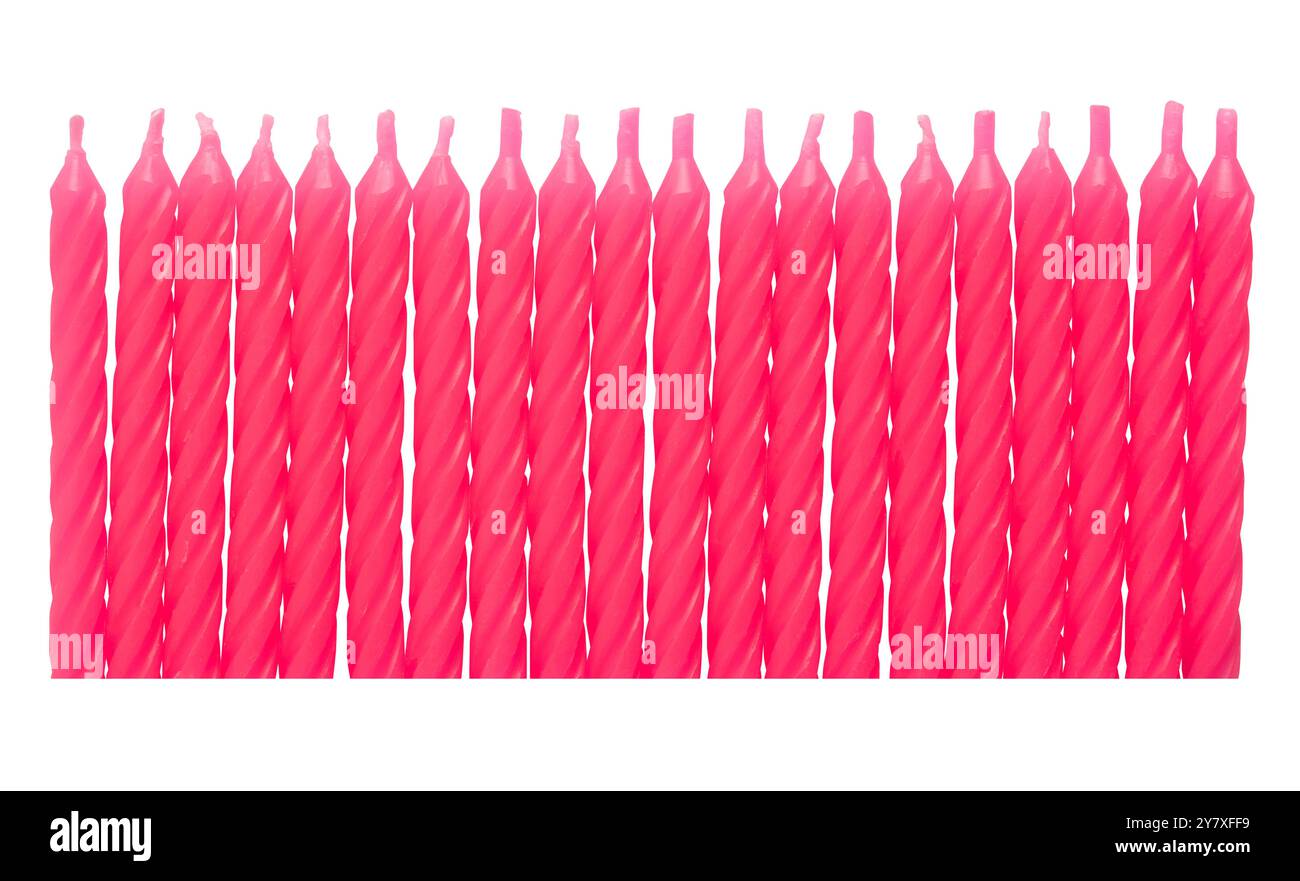 Pink Candles Row in a Row Cut Out on White Stock Photo - Alamy