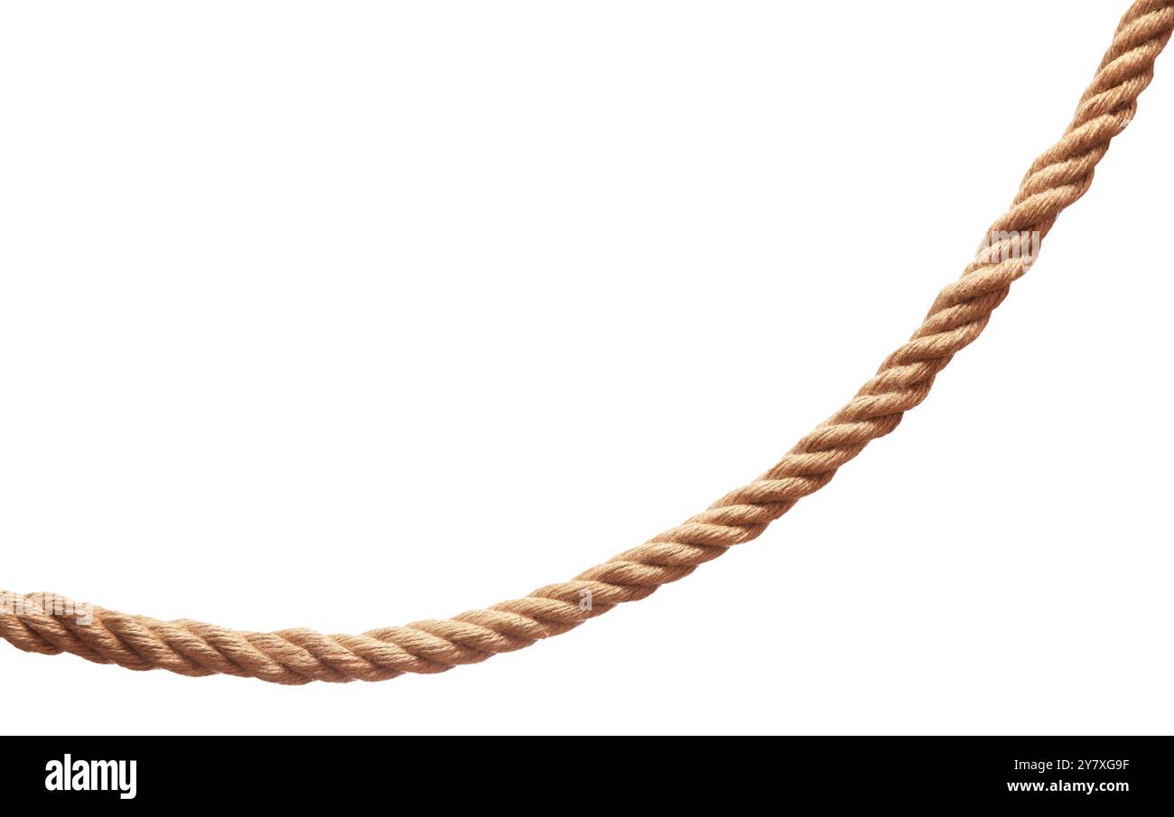 One brown braided rope isolated on white Stock Photo - Alamy