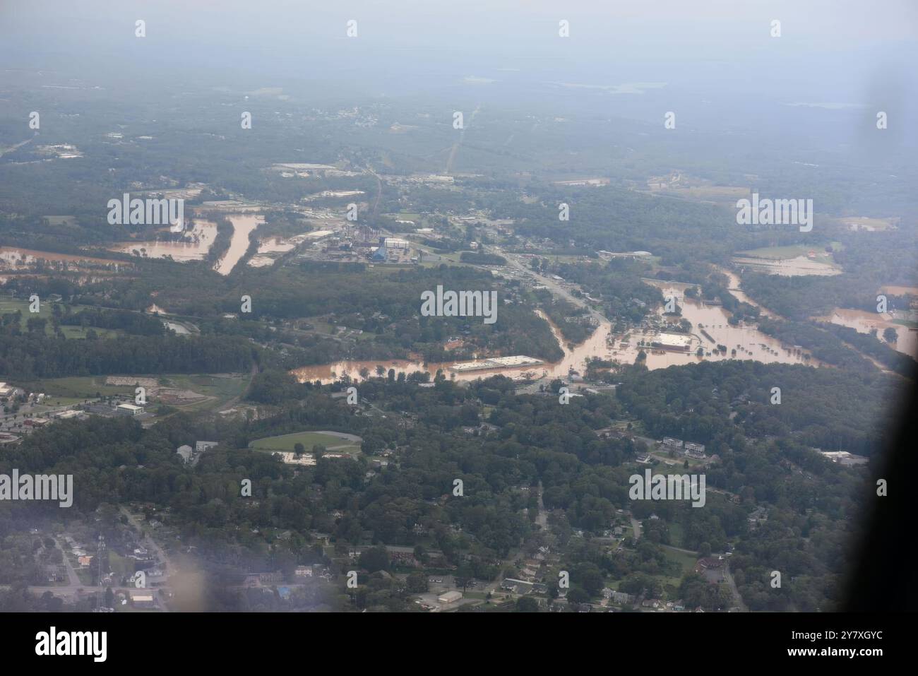 Asheville, United States. 29th Sep, 2024. Aerial view of massive ...