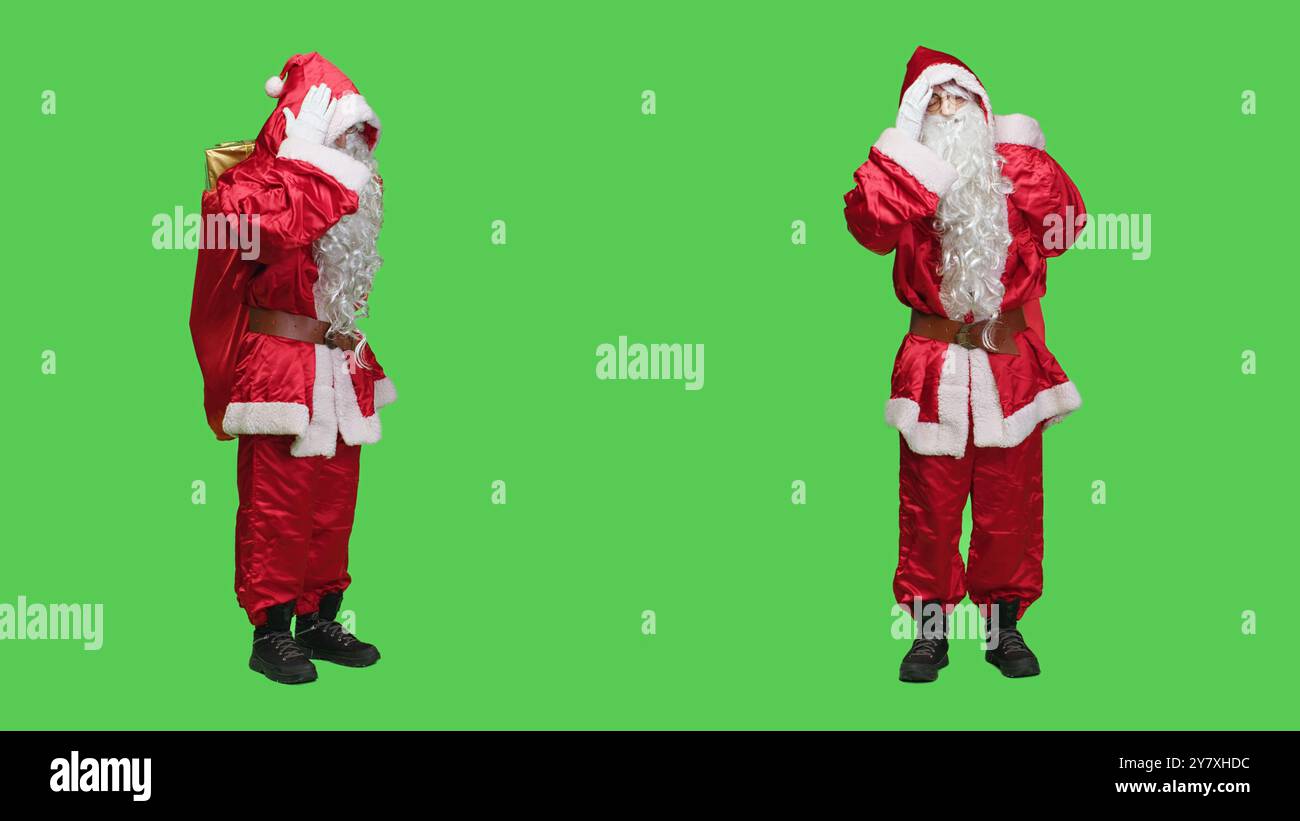 Santa claus being sick with headache, feeling unwell during christmas ...