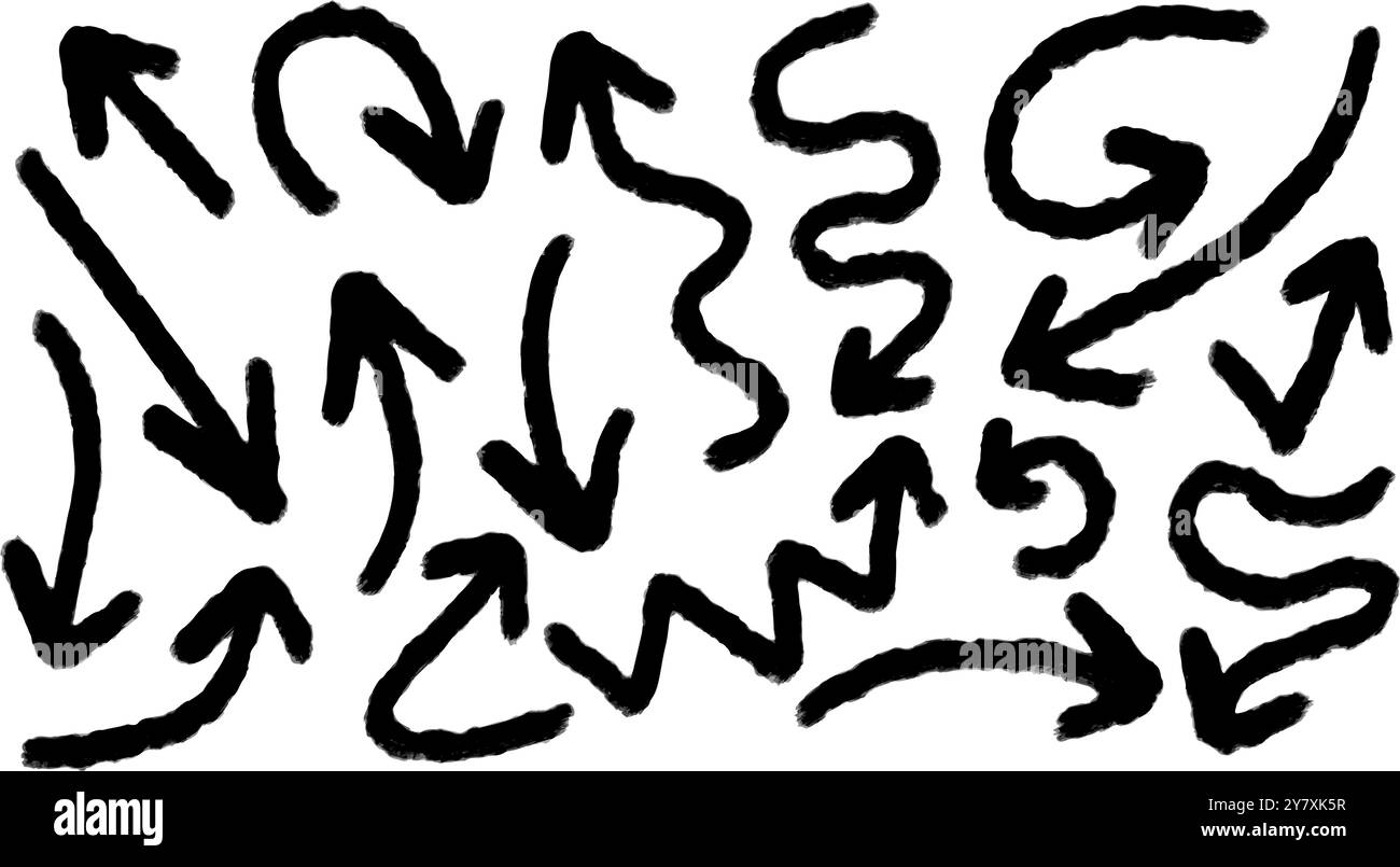 A collection of hand-drawn arrows in various directions. creative illustration Stock Vector ...