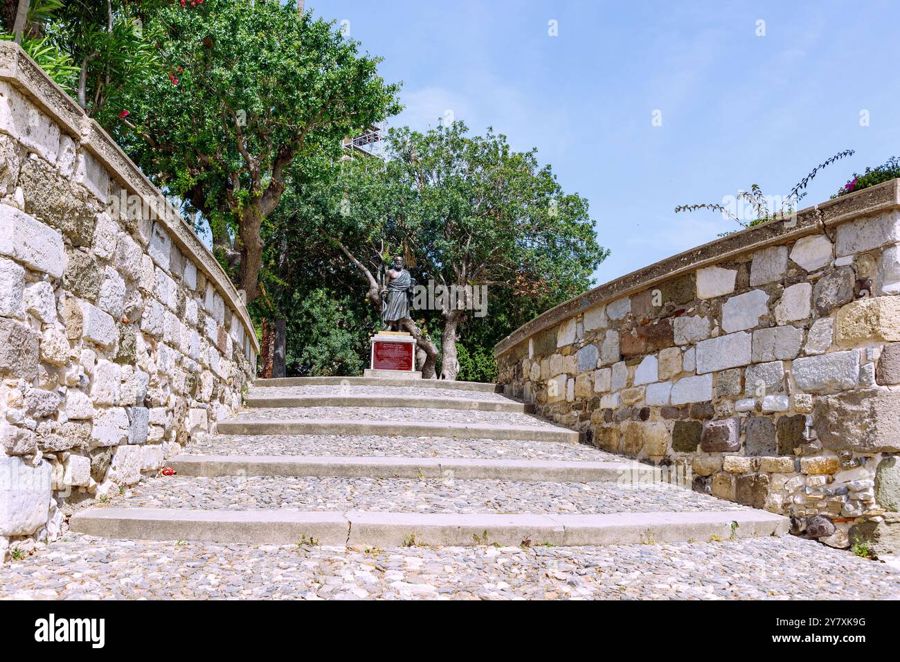 Bronze statue of Hippocrates at the entrance to the plane tree of ...