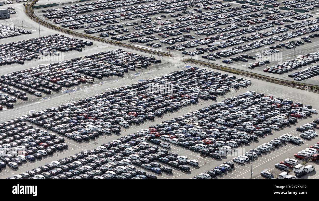 Volkswagen new cars standing in a car park at the Volkswagen plant ...