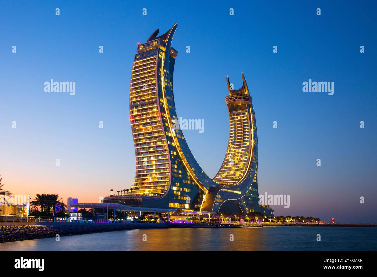 The Katara Towers (2022) with one tower containing the 5-star Raffles ...
