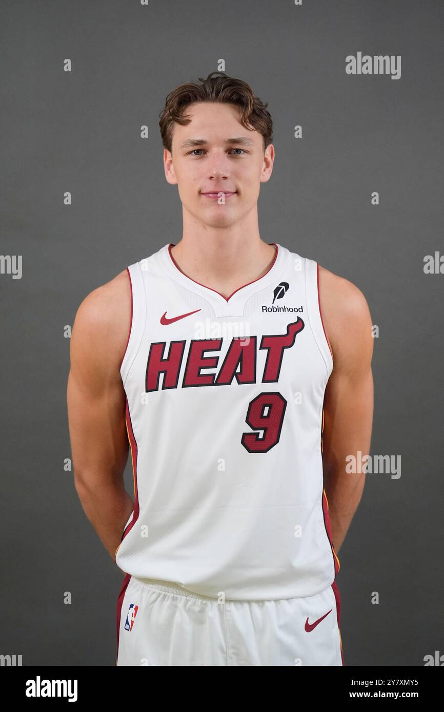 Miami Heat guard Pelle Larsson poses for a photo during the NBA ...