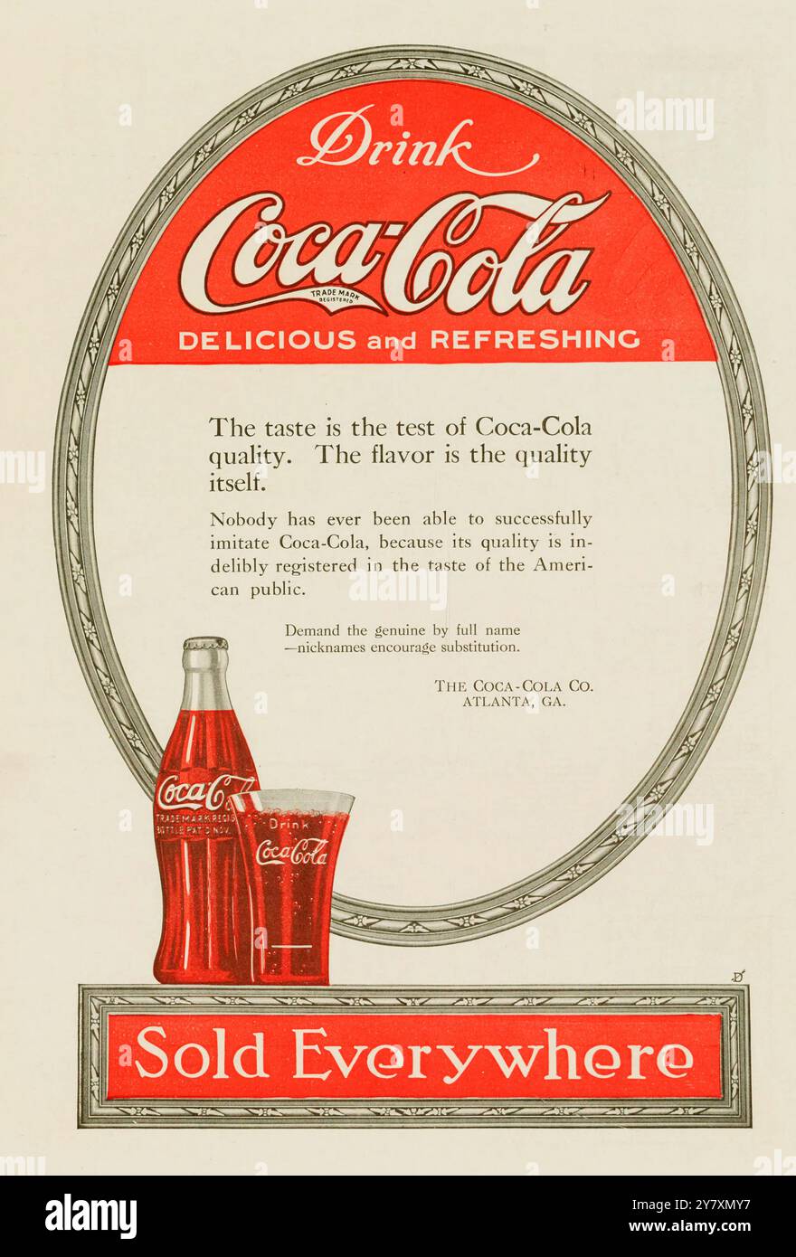 Drink Coca-Cola. Vintage American Magazine advertisement. 1919 Stock ...