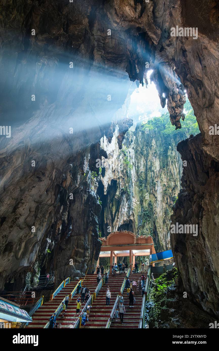 Batu Caves interior, Selangor, Malaysia. Tourists visiting Batu cave ...