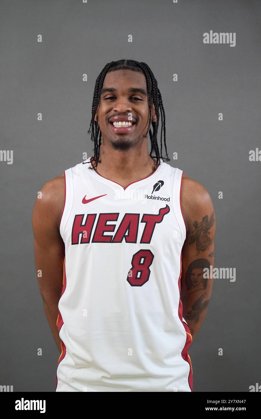 Miami Heat guard Josh Christopher poses for a photo during the NBA ...