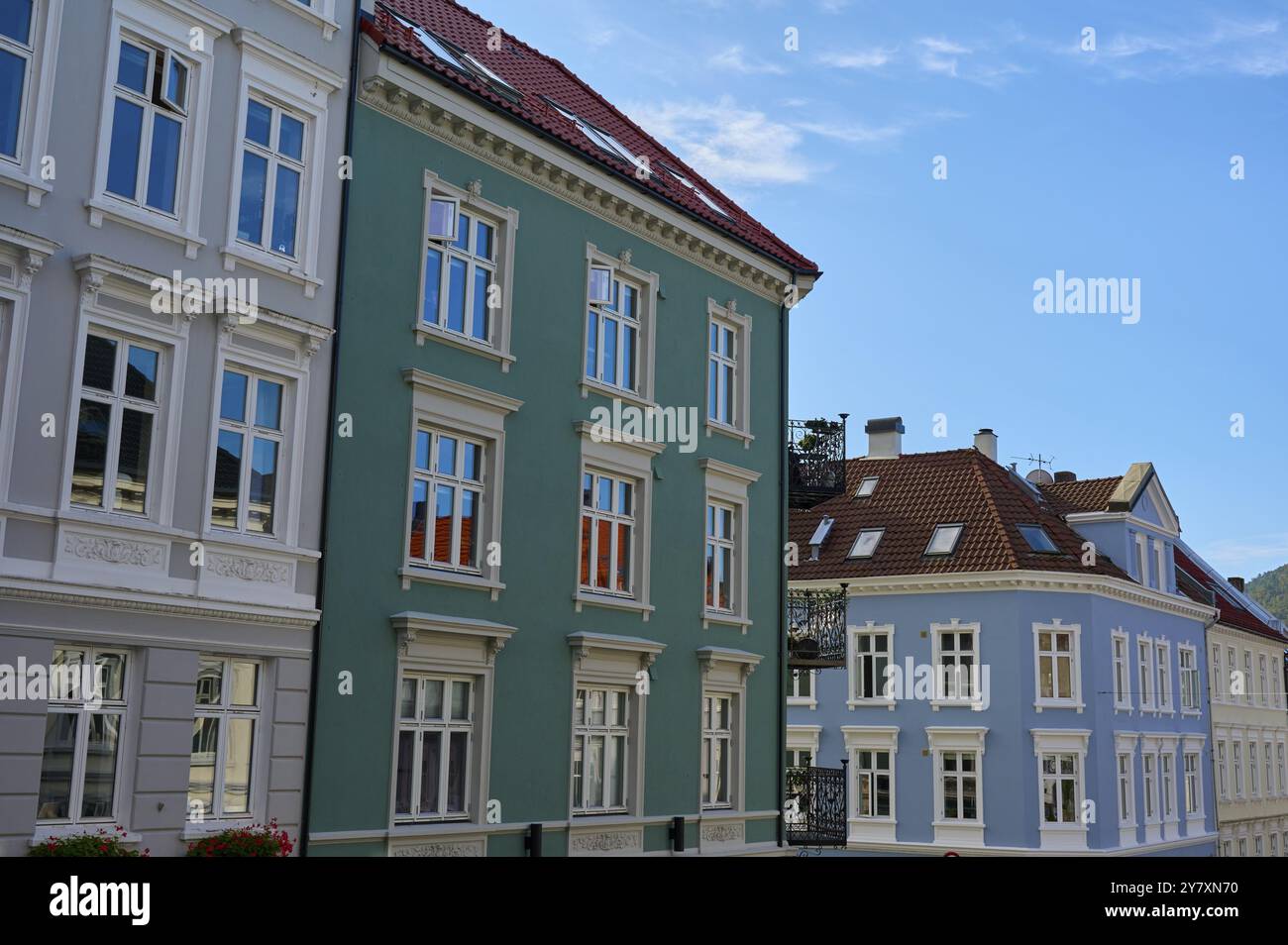 Multi-storey building with historic looking balconies and windows under ...