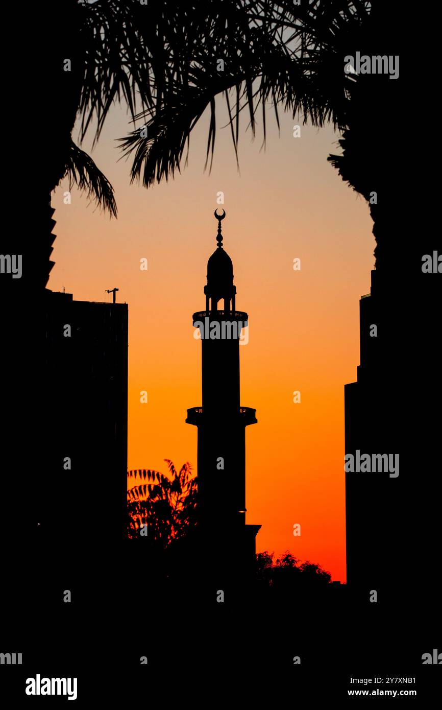 The minaret of the Mohammed Bin Hamad Bin Abdullah Al Mani Mosque in ...