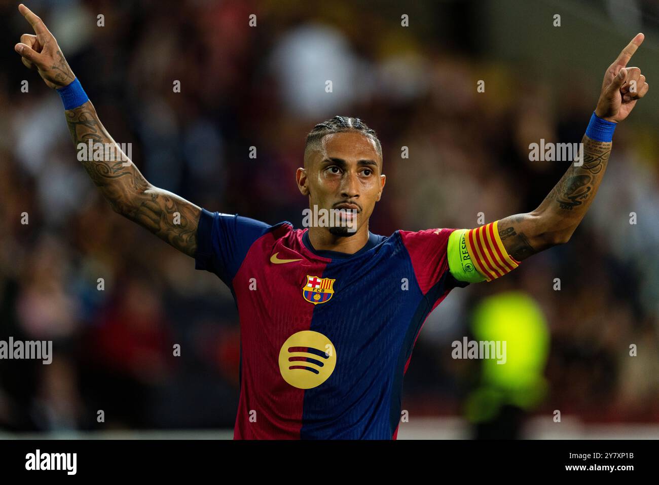 Barcelona, Spain. 1st Oct, 2024. Raphina (FC Barcelona) celebrates ...