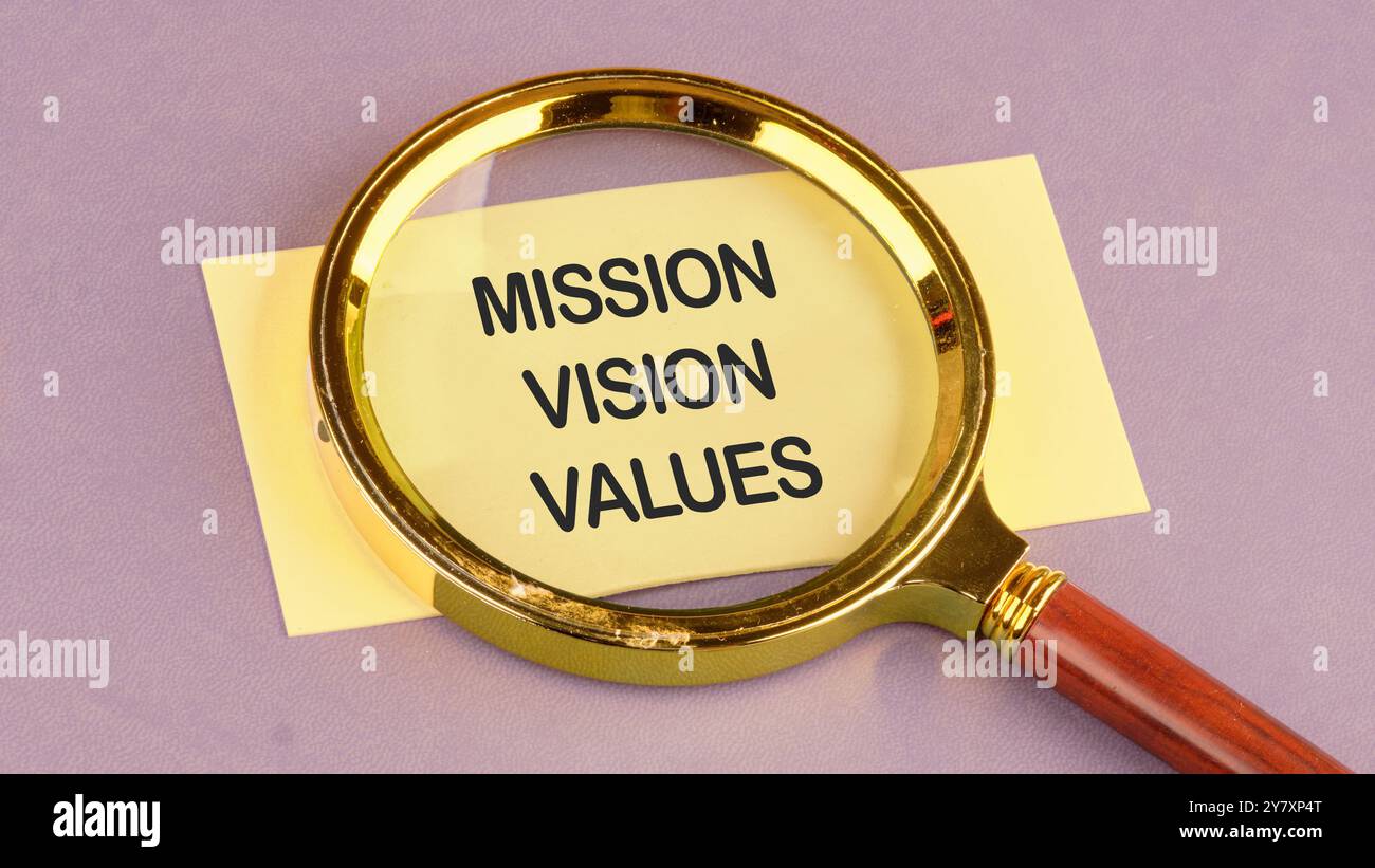 MISSION VISION VALUES symbol. Concept words MISSION VISION VALUES on a ...