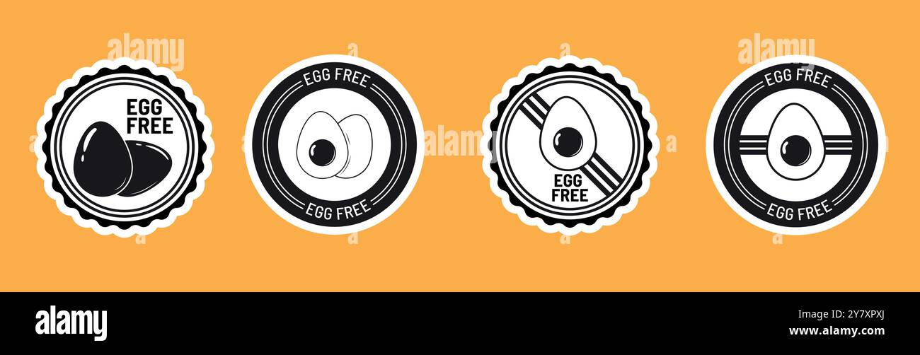 Egg Free Food concept. Label With Silhouettes of a Chicken Egg and egg ...