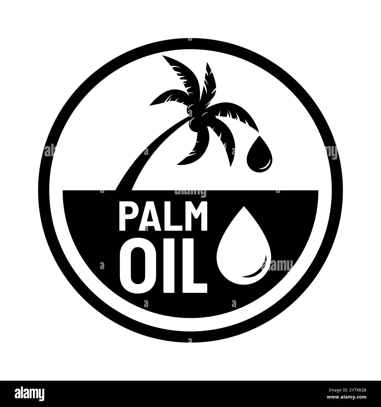 Palm oil Free label concept. Silhouette of a tropical palm leaf and ...