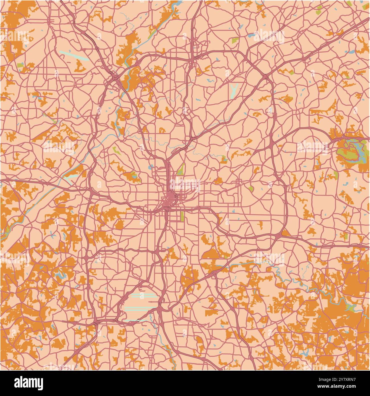 Map of Atlanta in Georgia in a sandy theme. Contains layered vector ...