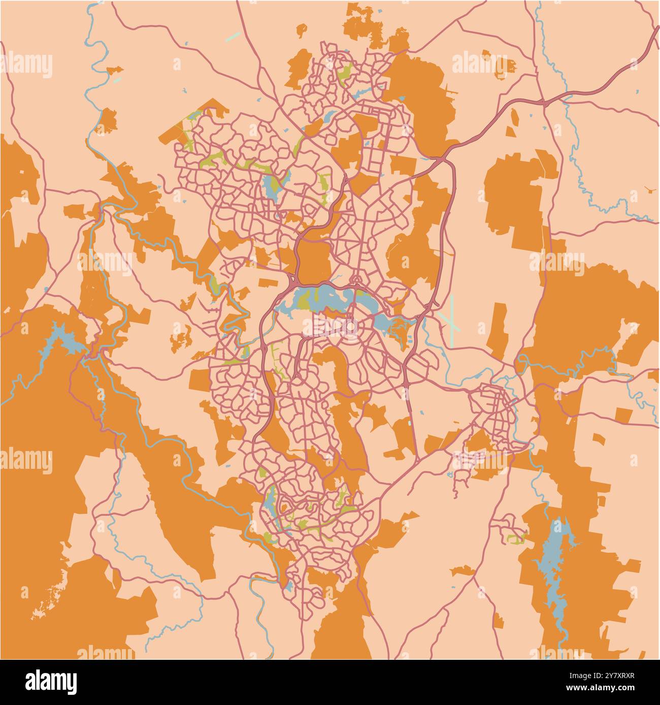 Map of Canberra in Australia in a sandy theme. Contains layered vector ...