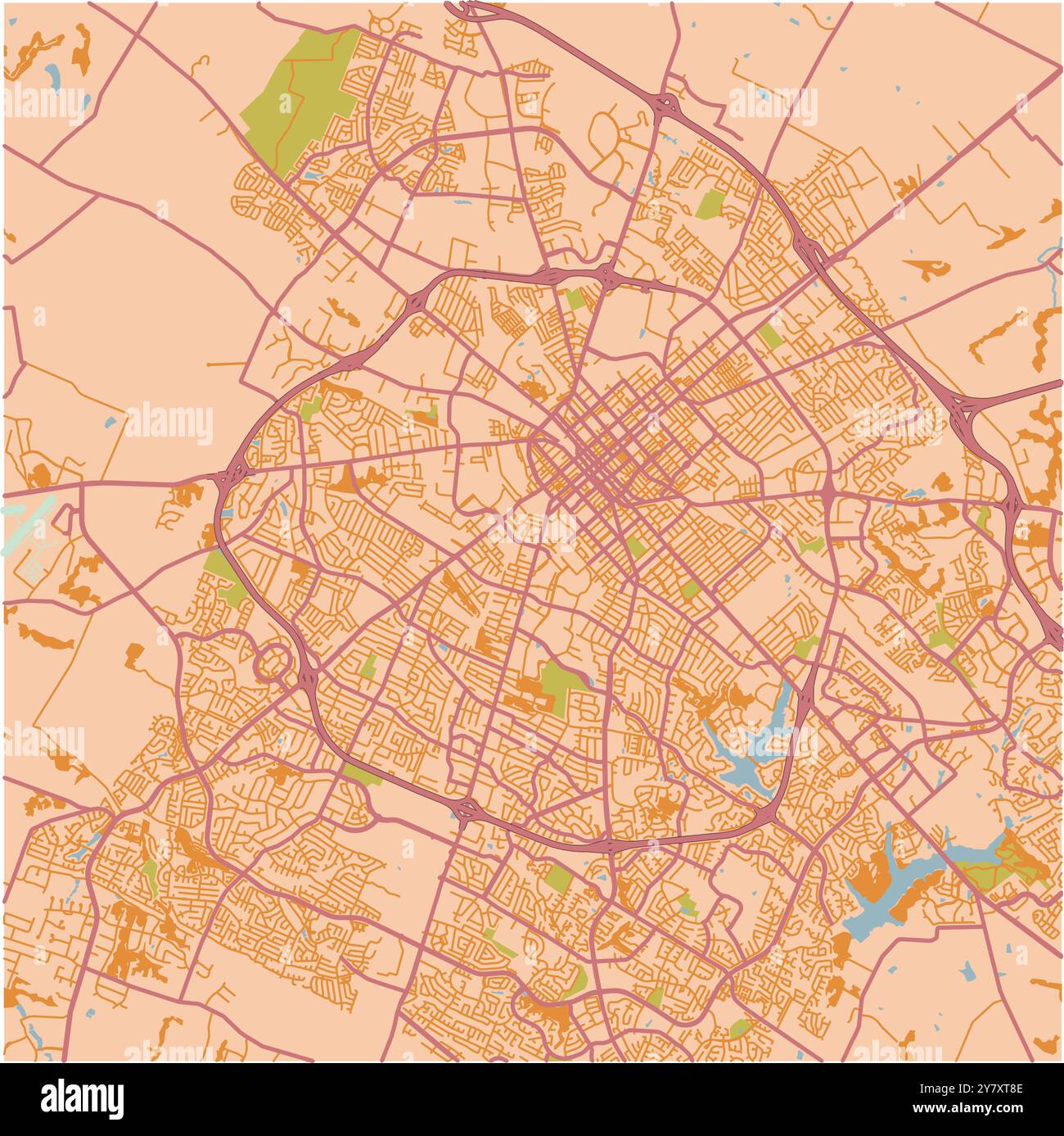 Map of Lexington in Kentucky in a sandy theme. Contains layered vector ...