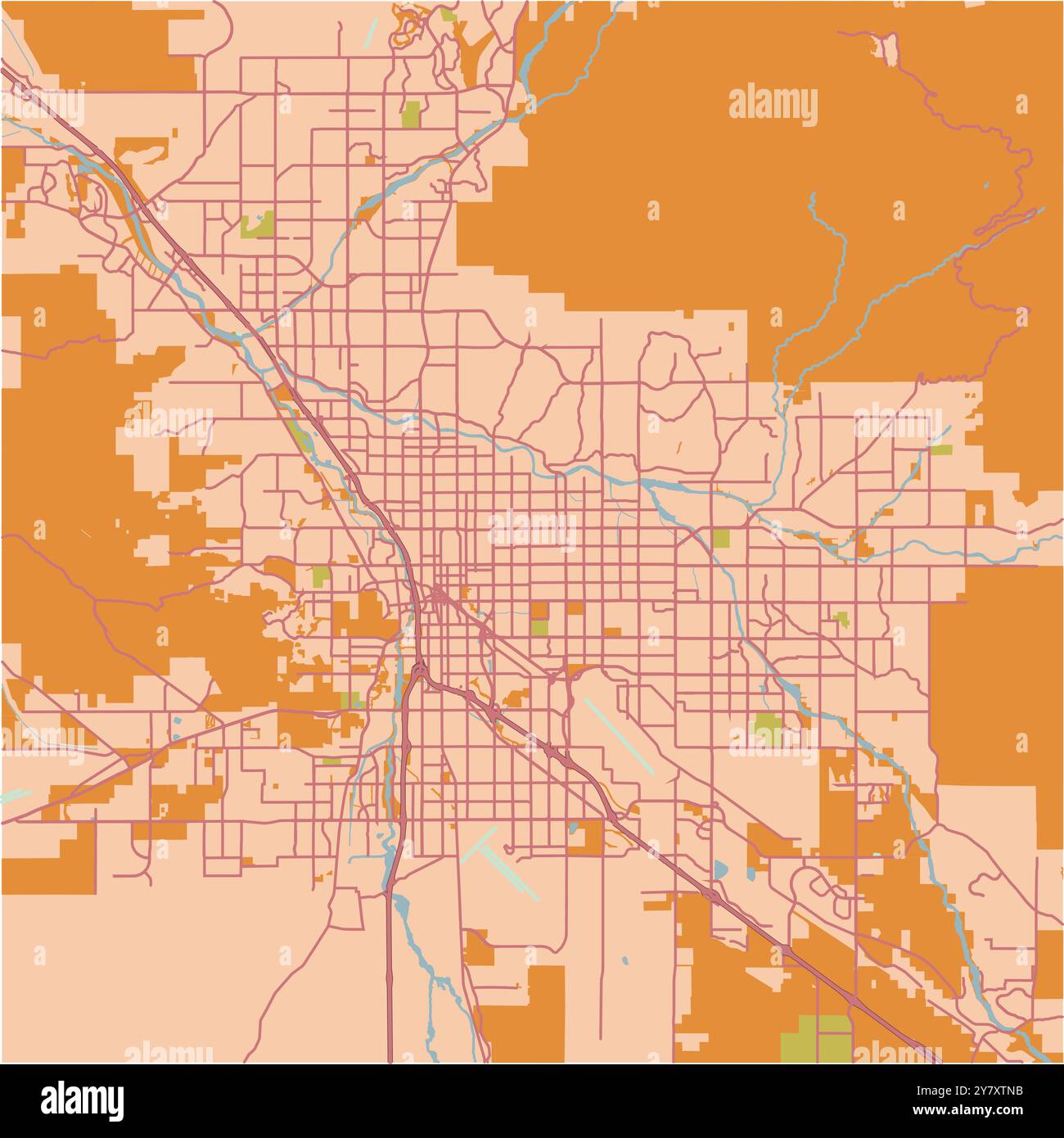 Map of Tucson in Arizona in a sandy theme. Contains layered vector with ...