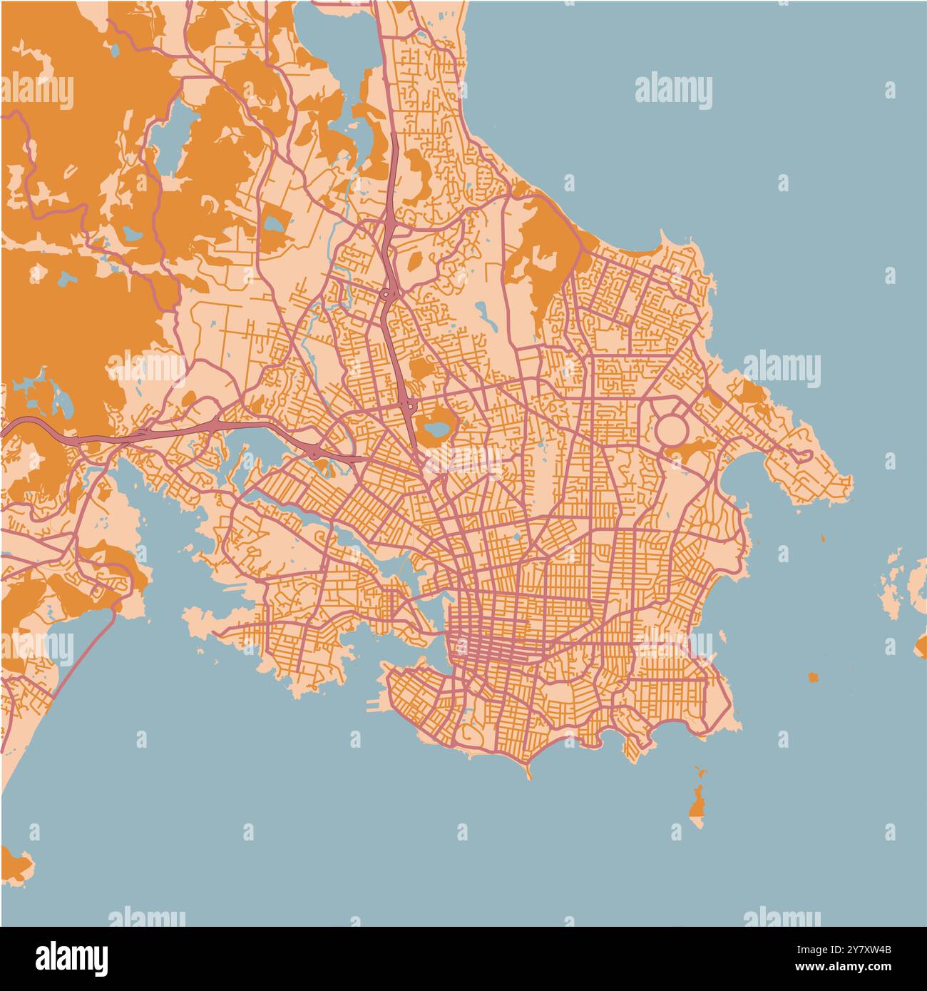 Map of Victoria in Canada in a sandy theme. Contains layered vector ...