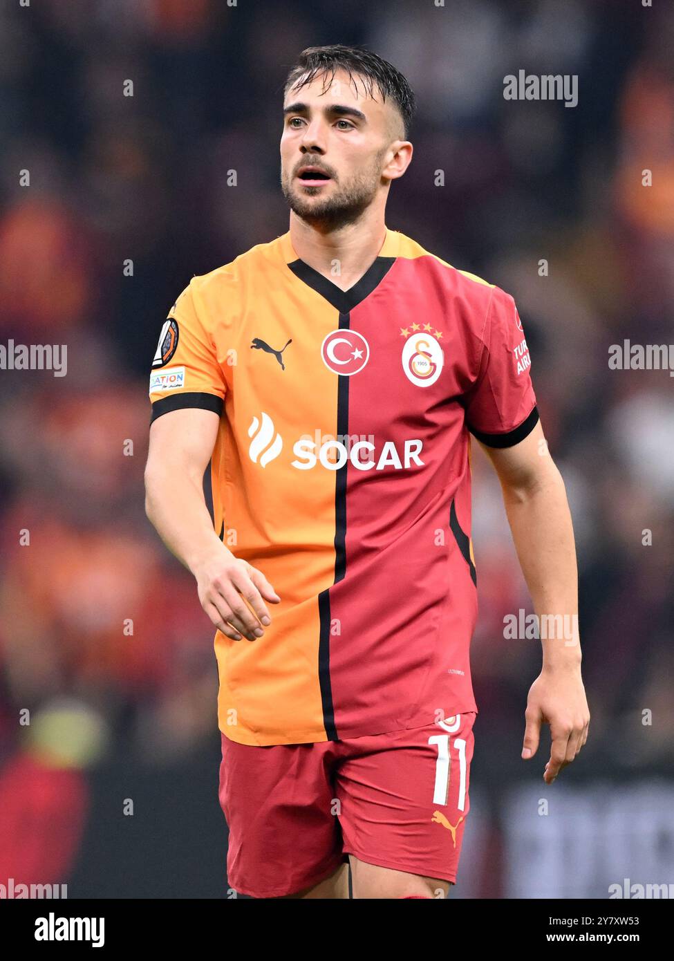 ISTANBUL - Yunus Akgun of Galatasaray SK during the UEFA Europa League ...