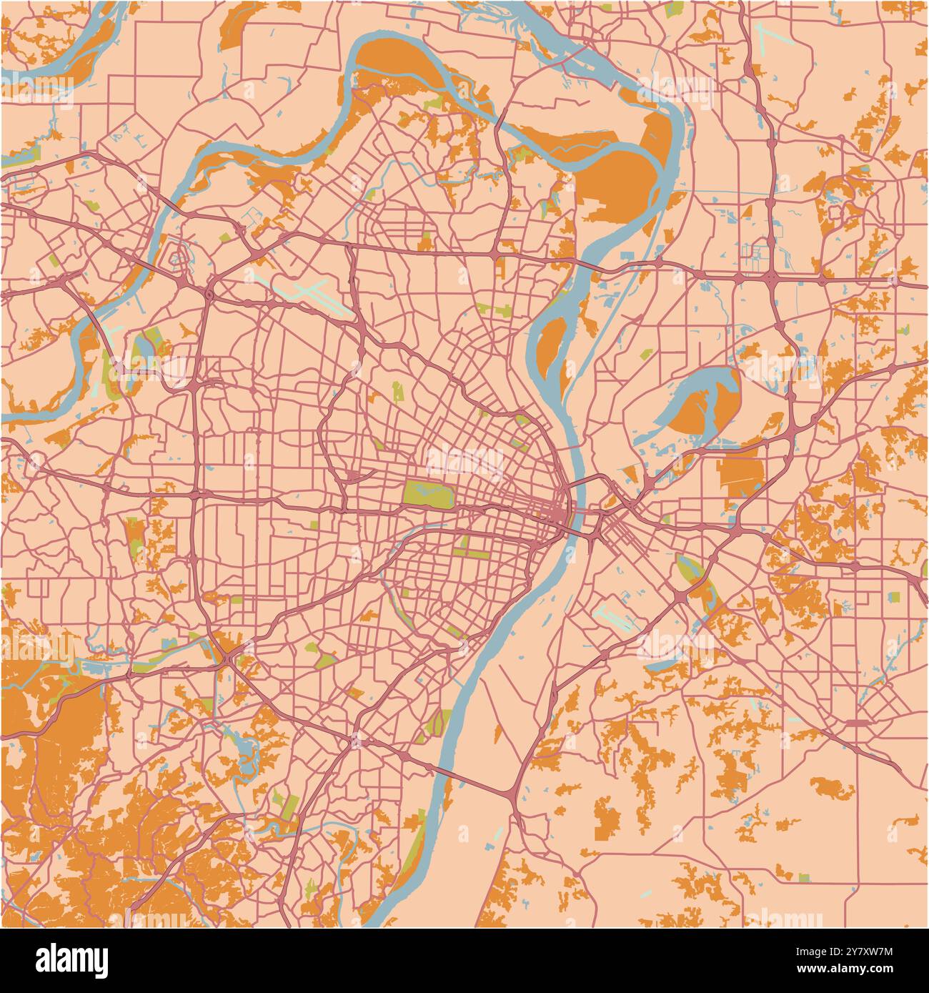 St Louis Missouri Road Map 86 St Louis Mo Map Stock Photos, High Res