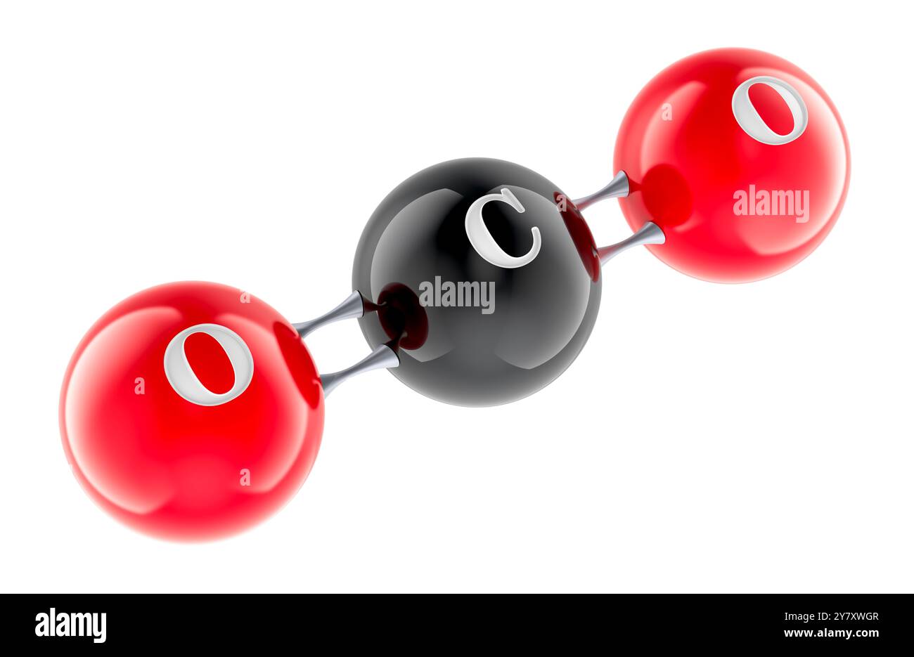 CO2 Carbon Dioxide Molecule, 3D rendering isolated on white background ...
