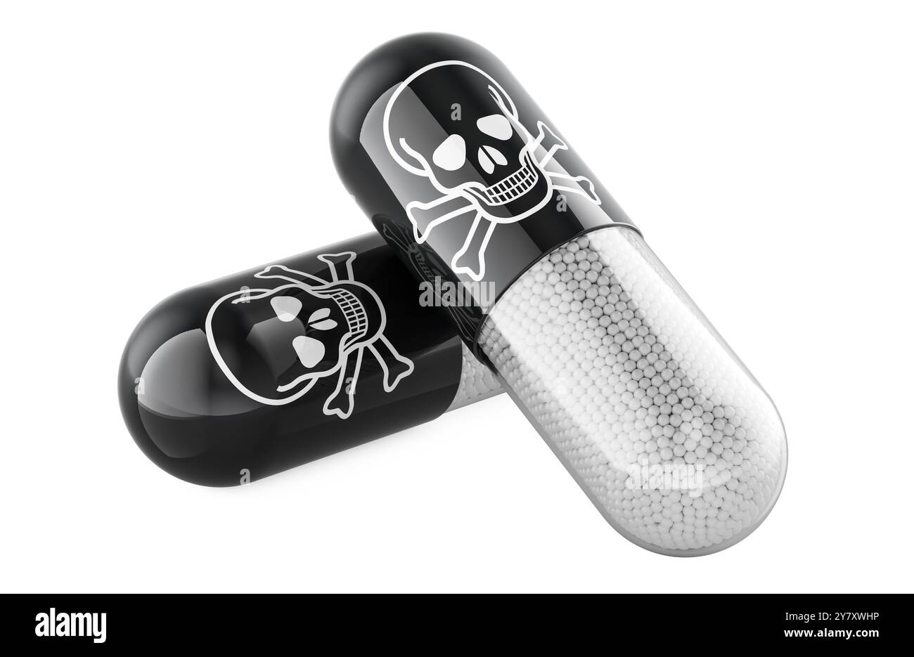 Pill capsules with poison. Poison capsules. 3D rendering isolated on ...